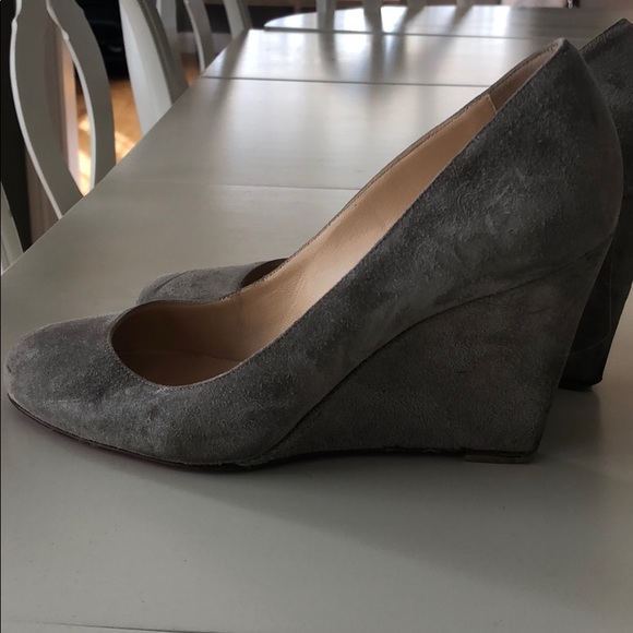 Christian Louboutin | Shoes | Christian Louboutin Grey Suede Wedges ...